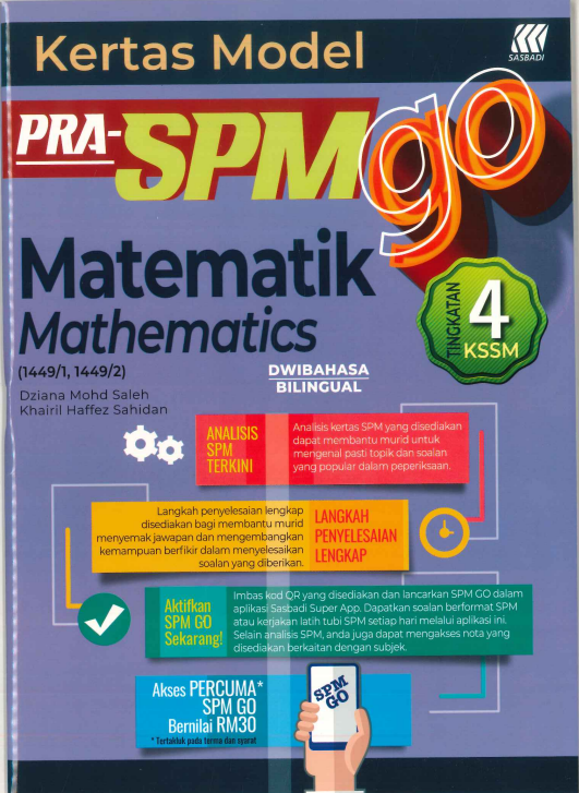 Kertas Model PRA-SPM GO Matematik (Bilingual) Ting. 4 '24 – MPHOnline.com